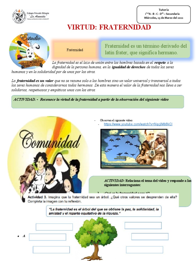 Fraternidad: Valor y Ejemplos para Niños | PDF
