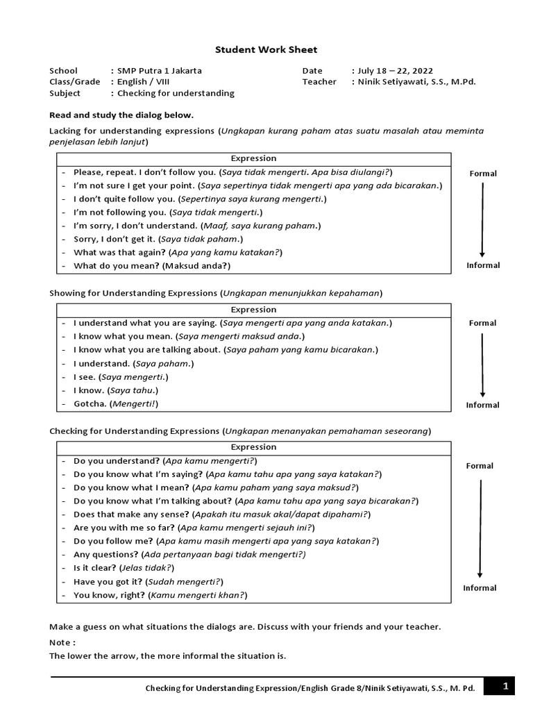 Checking For Understanding - Material | PDF | Cognitive Science | Cognition