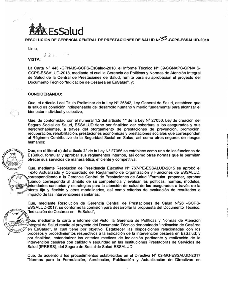 Guia Cesarea Essalud Pdf Parto Seccion De Cesárea