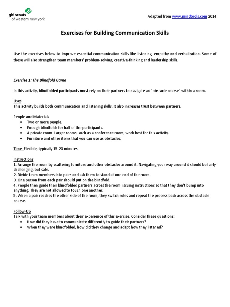Building Communications Skills Exercises | PDF | Brainstorming ...