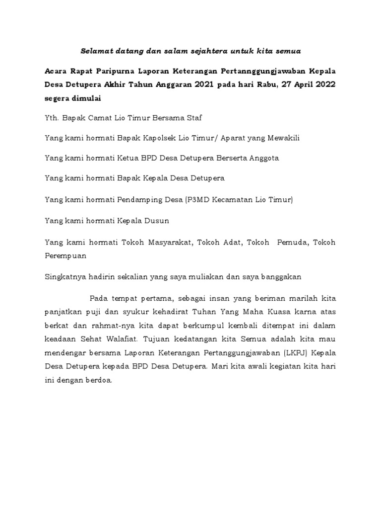 Susunan Acara LKPJ 2019 | PDF | Kajian Bahasa Asing