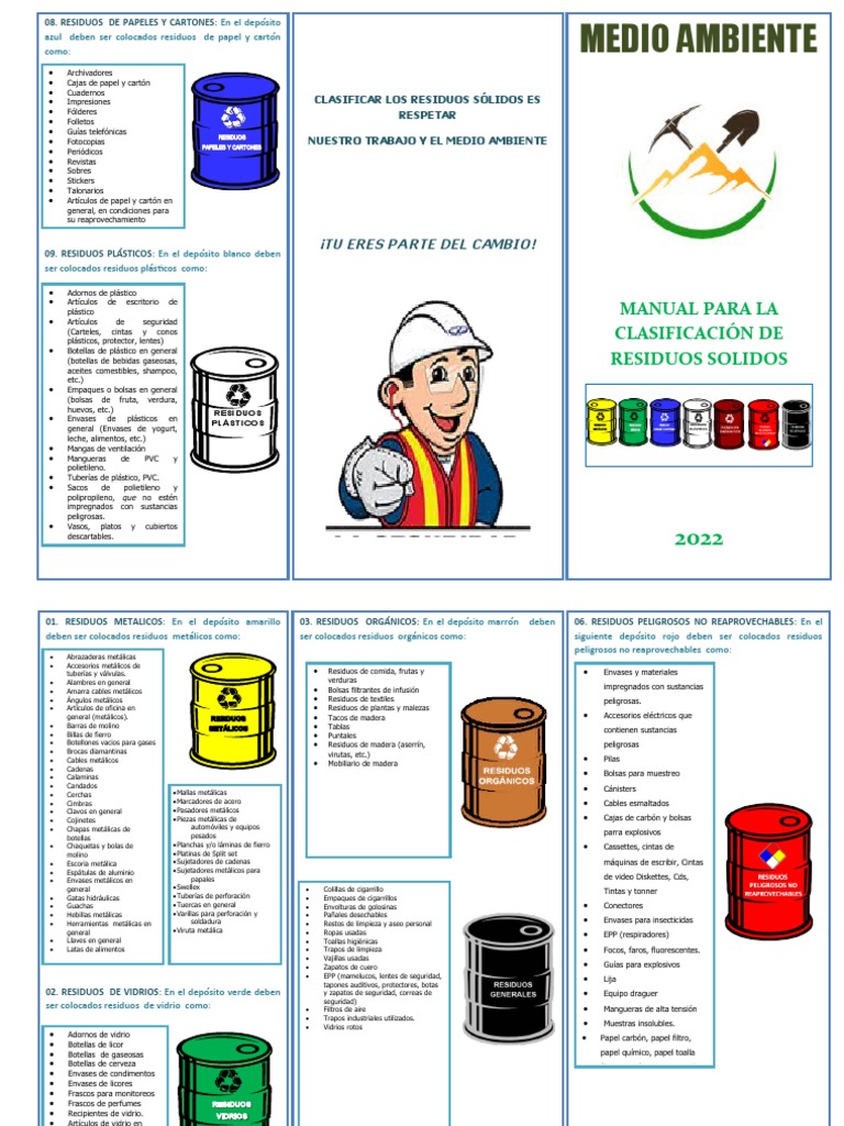Triptico para Clasificacion de Residuos Solidos | PDF