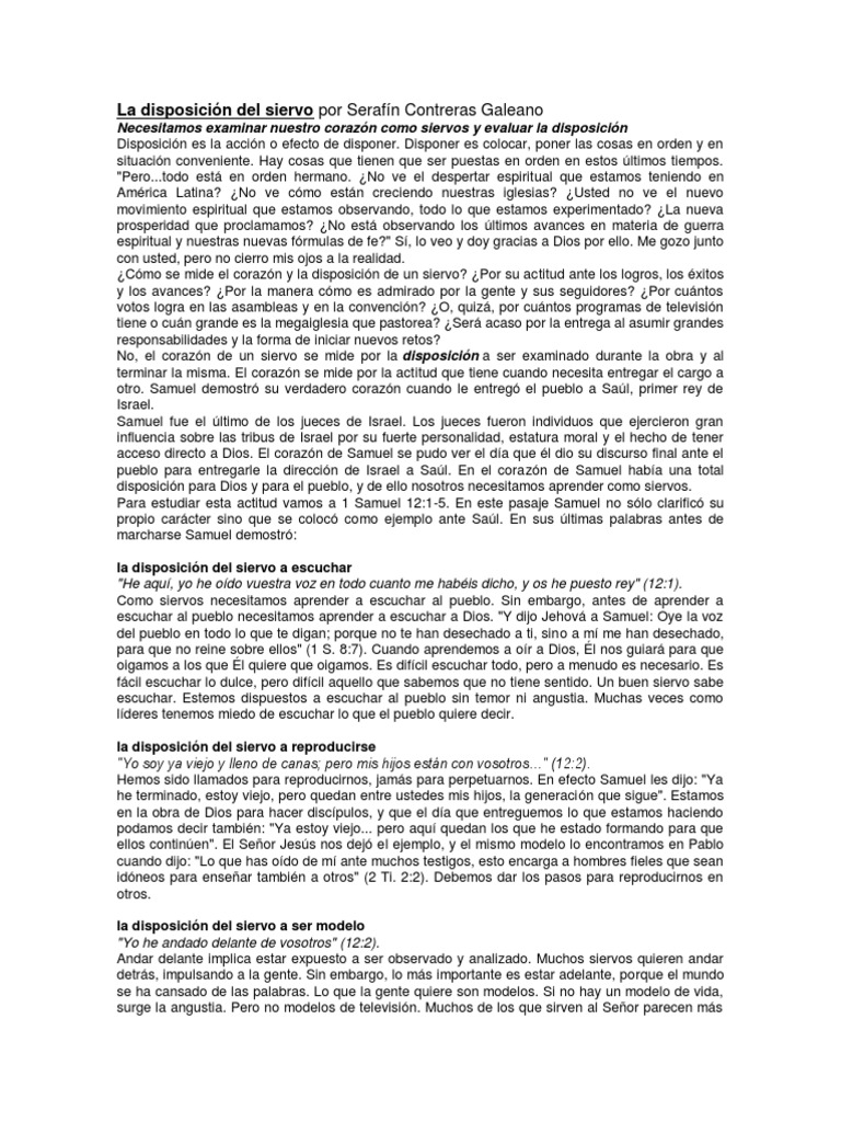 La Disposicion Del Siervo | PDF | Jesús | Oración