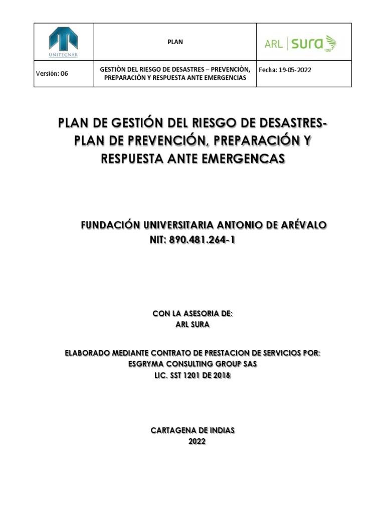 Plan de Gestión Del Riesgo de Desastres - Pppre - V6 | PDF | Riesgo | Reducción de Desastres