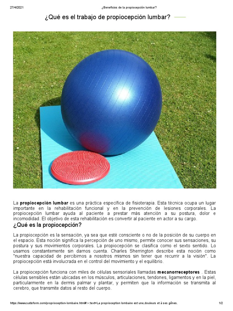 ¿Beneficios de La Propiocepción Lumbar | PDF | Medicina CLINICA ...