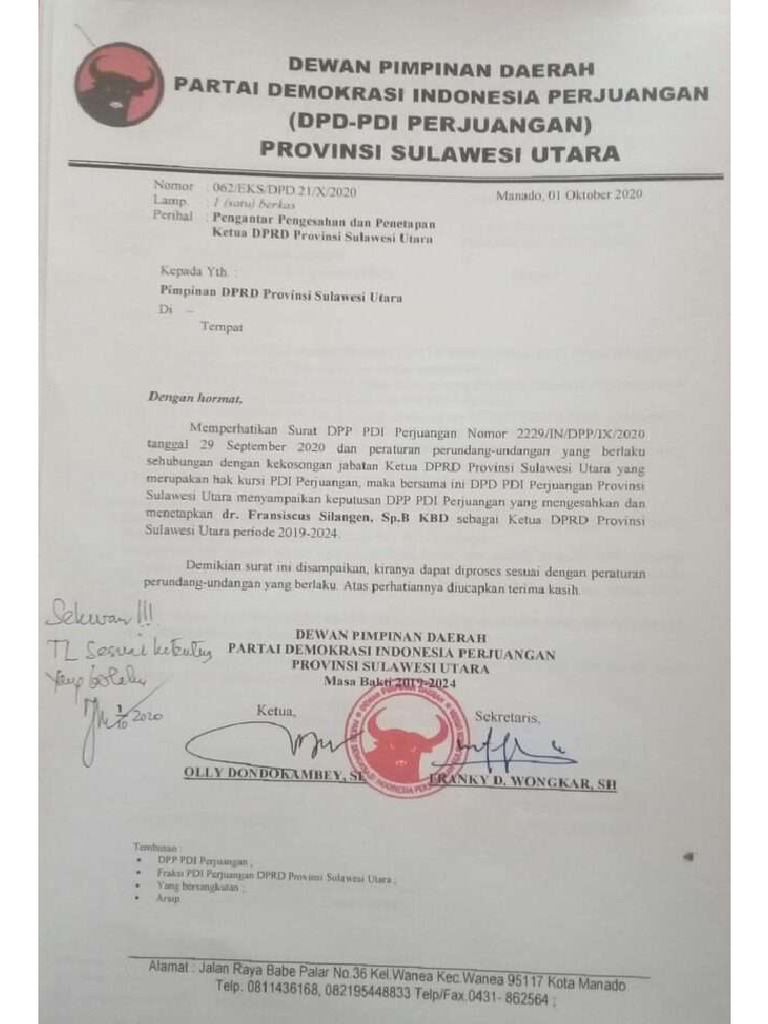 SUrat PAW Ketua | PDF