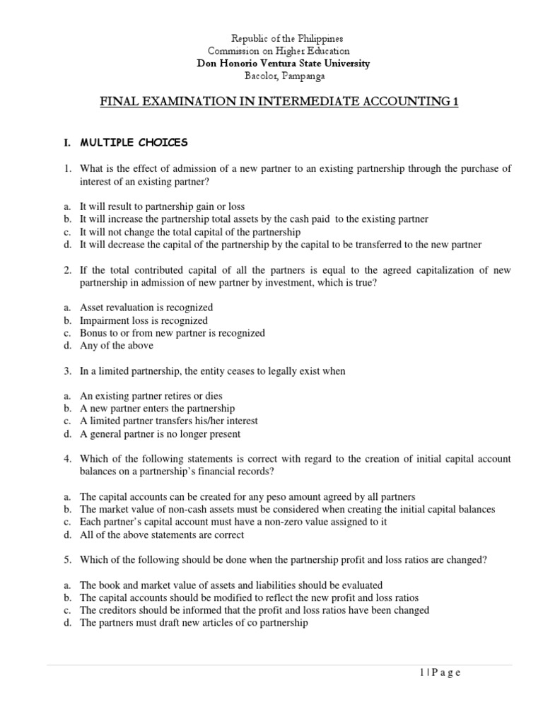 Intermediate Accounting 1 Final Exam Guide | PDF | Cheque | Banks