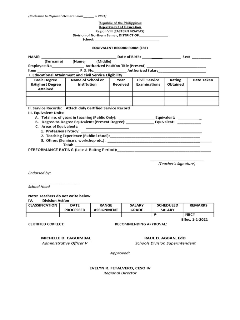 A Blank Form Erf 2021 | PDF