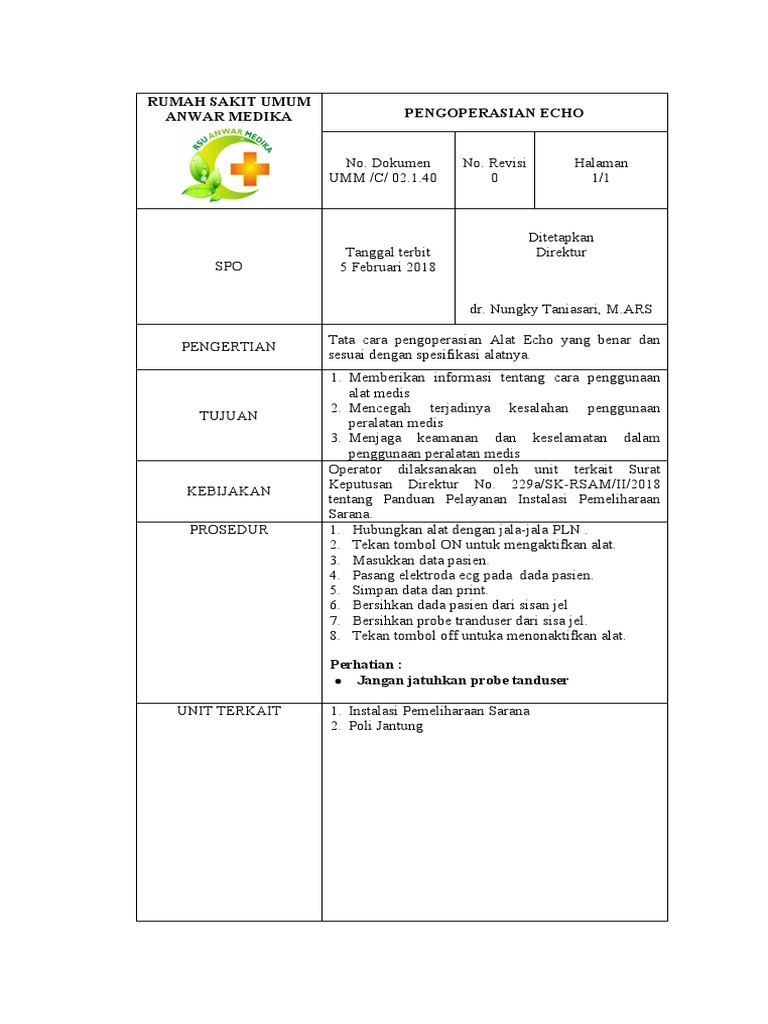Panduan Pengoperasian Alat Echo Medis | PDF