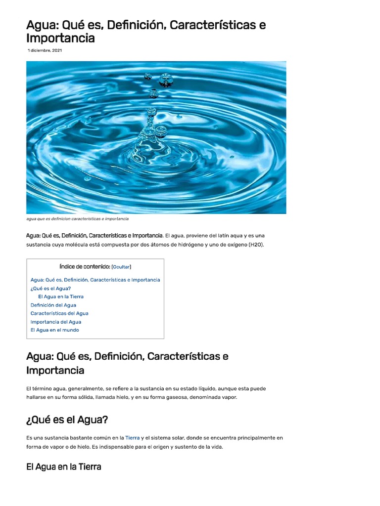 Agua Definicion | PDF