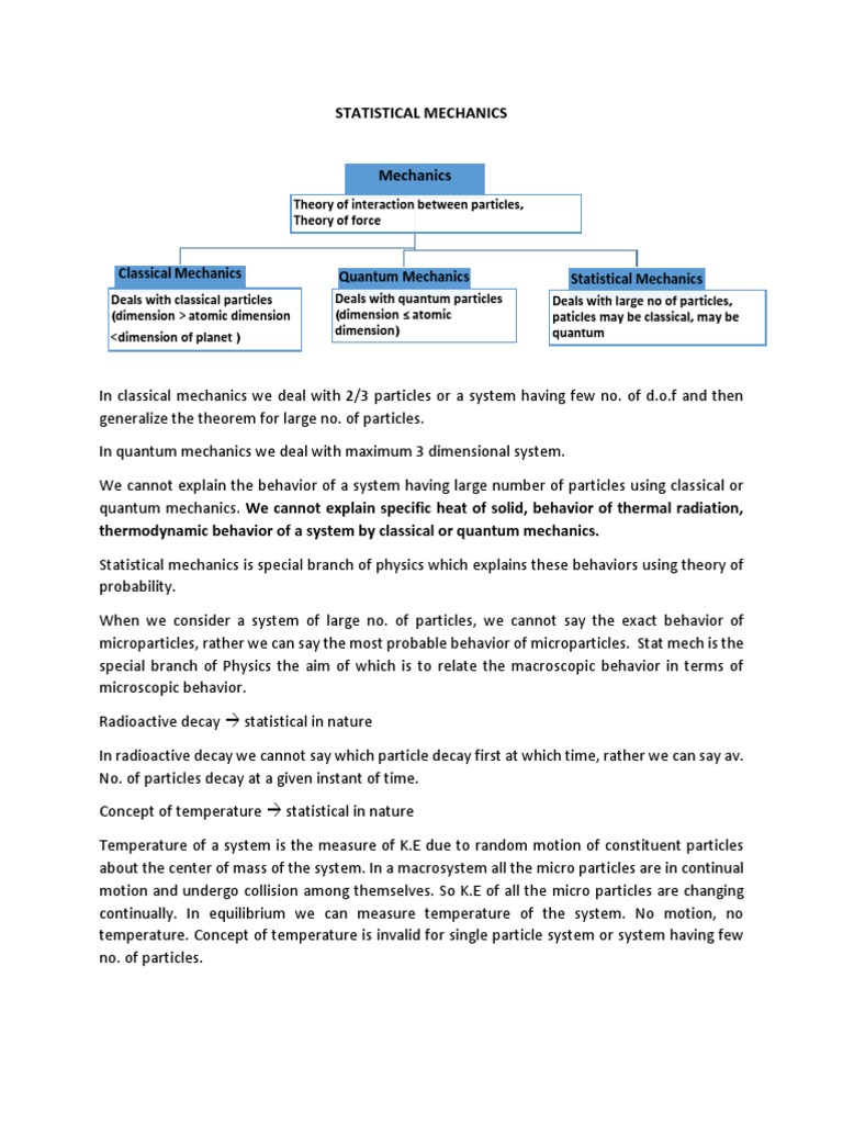 Classical Mechanics Quantum Mechanics Statistical Mechanics | PDF ...