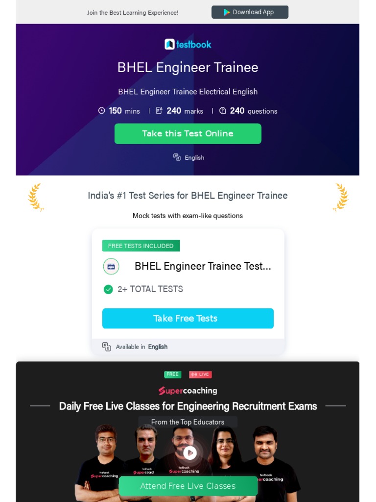 BHEL Engineer Trainee Electrical English | PDF | Electric Motor | Electrical Impedance