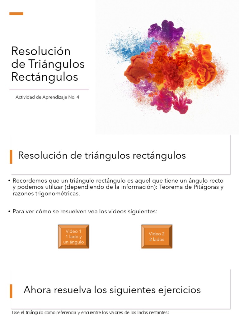 Autoaprendizaje 4 Resolución de Triángulos Rectángulos y Oblicuángulos | PDF | Funciones ...
