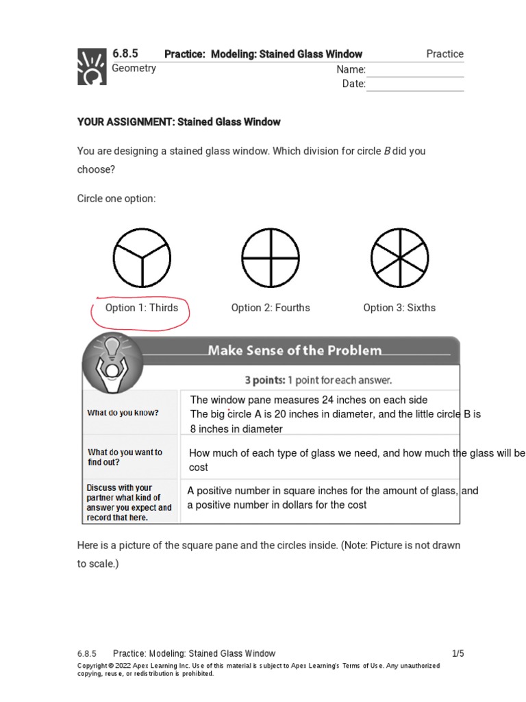6.8.5 Practice - Modeling - Stained Glass Window (Practice) | PDF ...