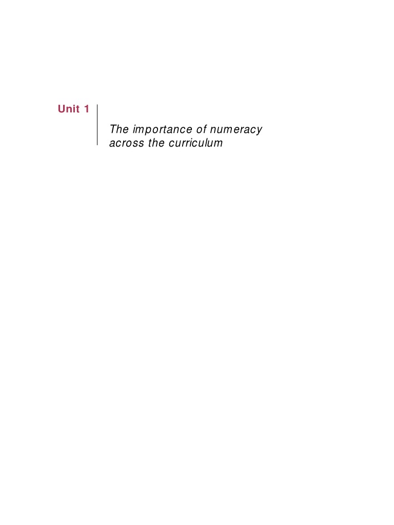 Unit 1 The Importance of Numeracy Across The Curriculum | PDF ...