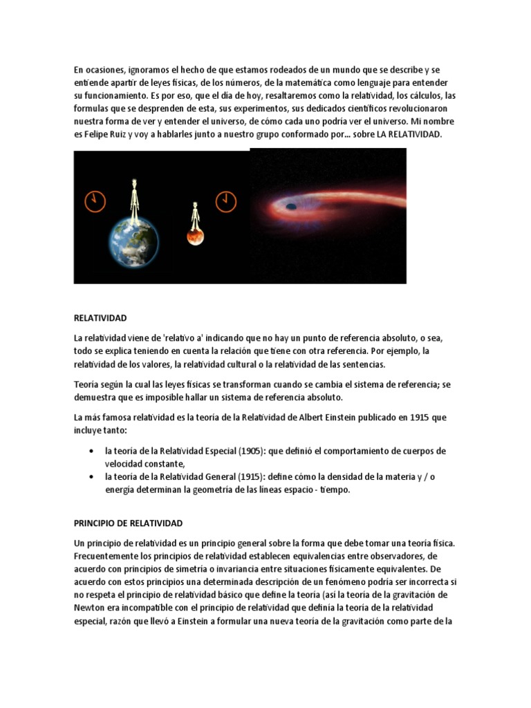 Teoría de la Relatividad de Einstein | PDF | Relatividad general | Gravedad