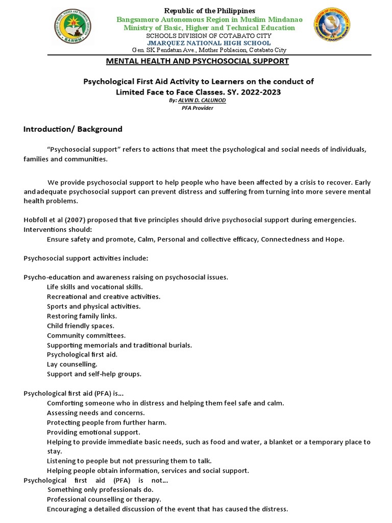 PSS-ON-LIMITED-FACE-TO-FACE-DLL | PDF | Psychology | Psychosocial