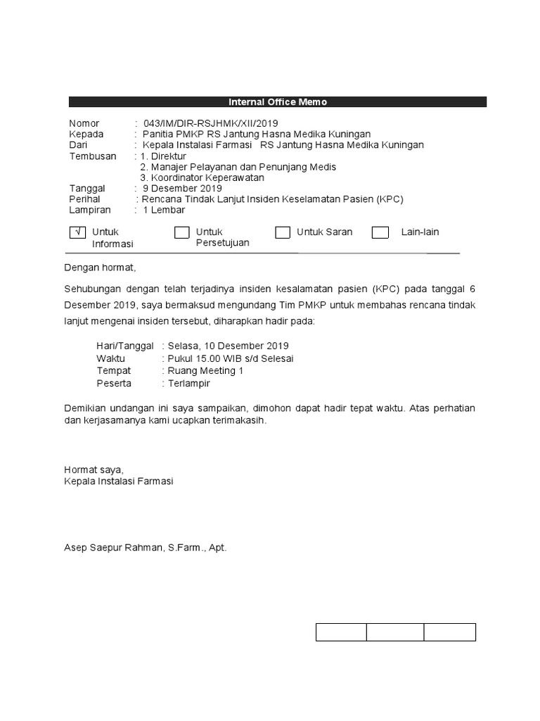 PATIENT SAFETY INCIDENT MEMO | PDF