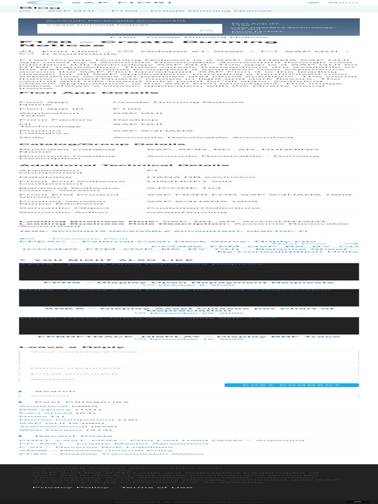 F150 - Create Dunning Notices SAP Fiori Apps | PDF | Application ...