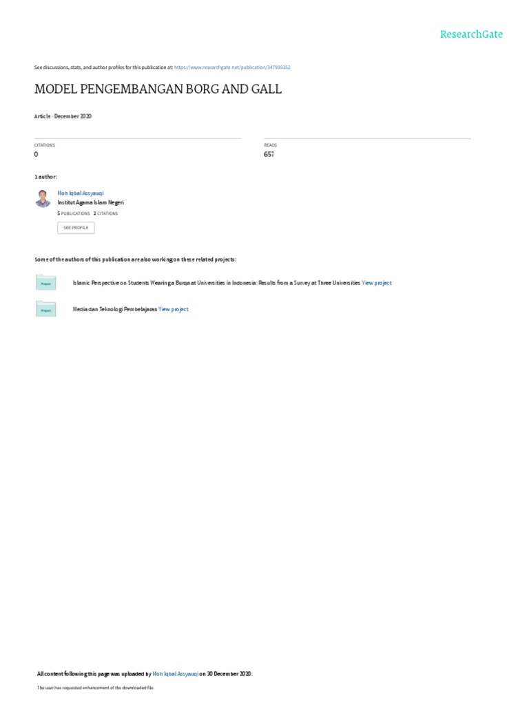 Model Pengembangan Borg And Gall December 2020 Pdf