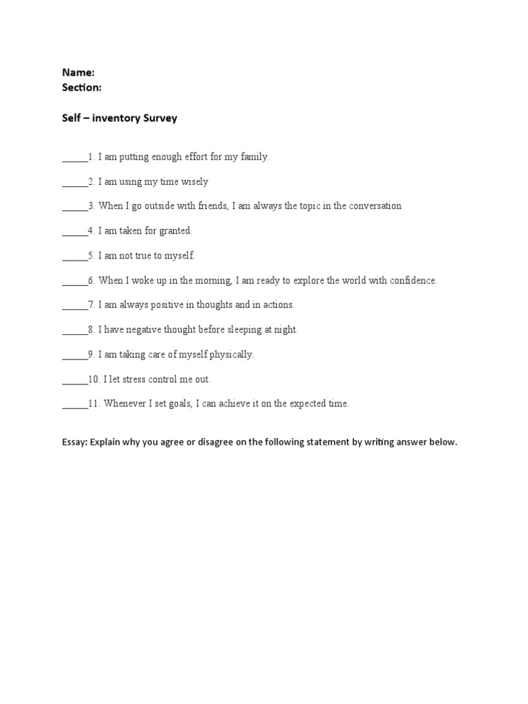Self Inventory | PDF