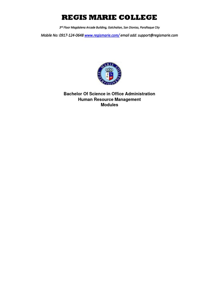 RMC - Human Resource Management - Modules | PDF | Human Resource ...