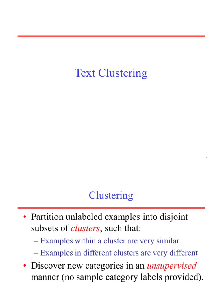 Text Clustering Cluster Analysis Statistical Classification