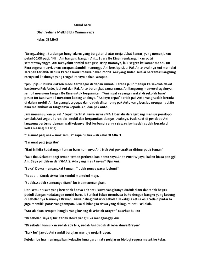 Tugas Bahasa Indonesia (Membuat Cerpen) | PDF