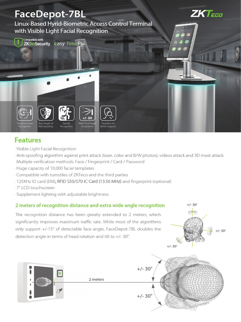 FaceDepot-7BL Datasheet Updated | PDF | Access Control | Smart Card