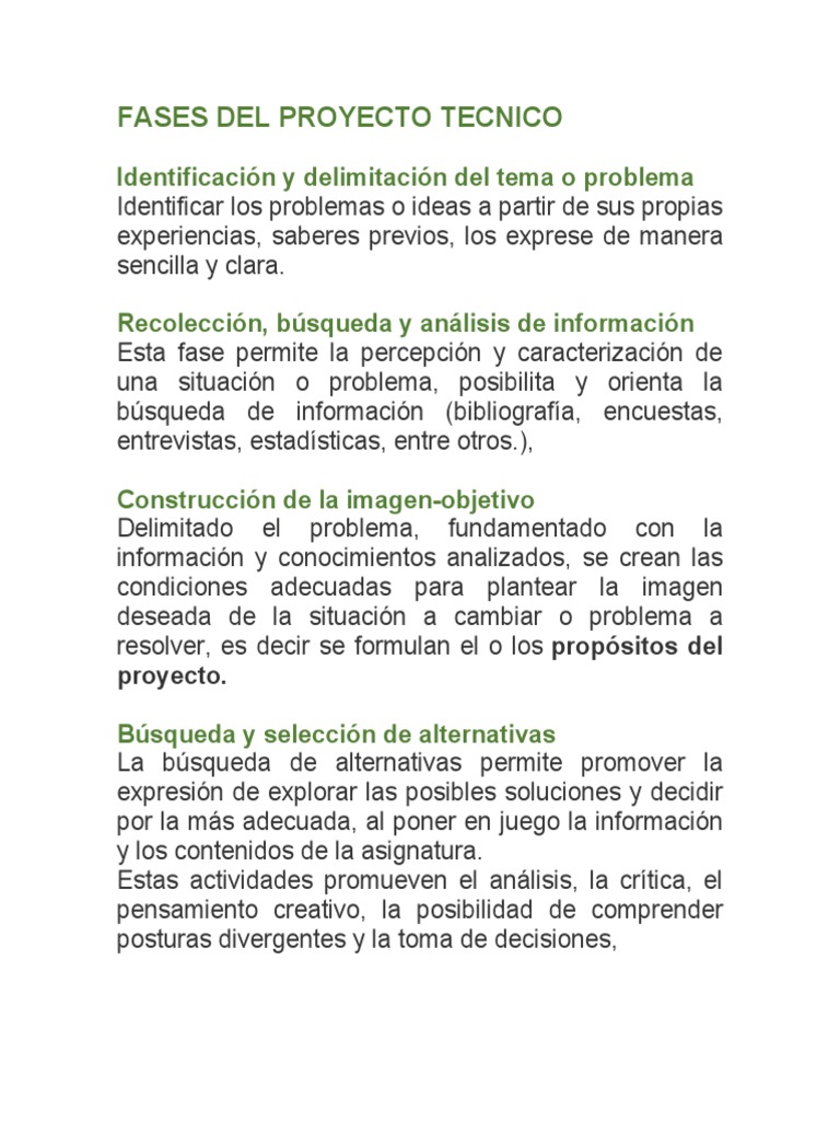 Fases Del Proyecto Tecnico | PDF