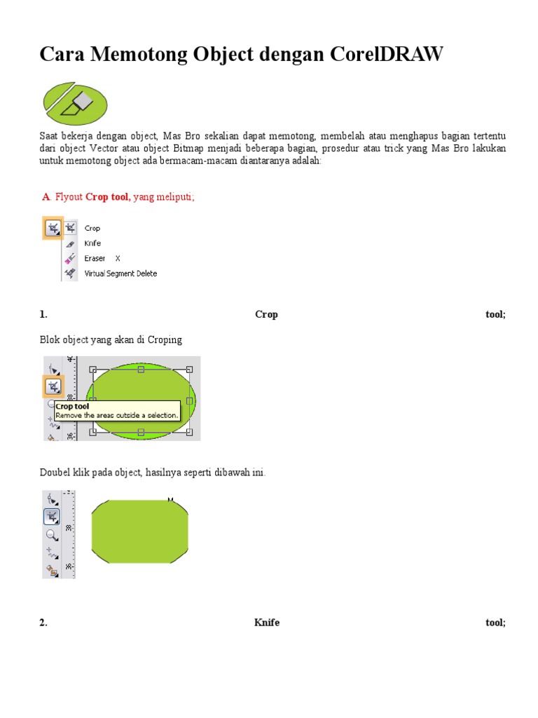 Cara Memotong Object Dengan CorelDRAW Adol | PDF