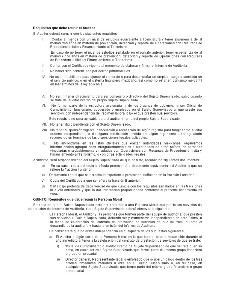 Requisitos Que Debe Reunir El Auditor | PDF | Auditoría | Contralor