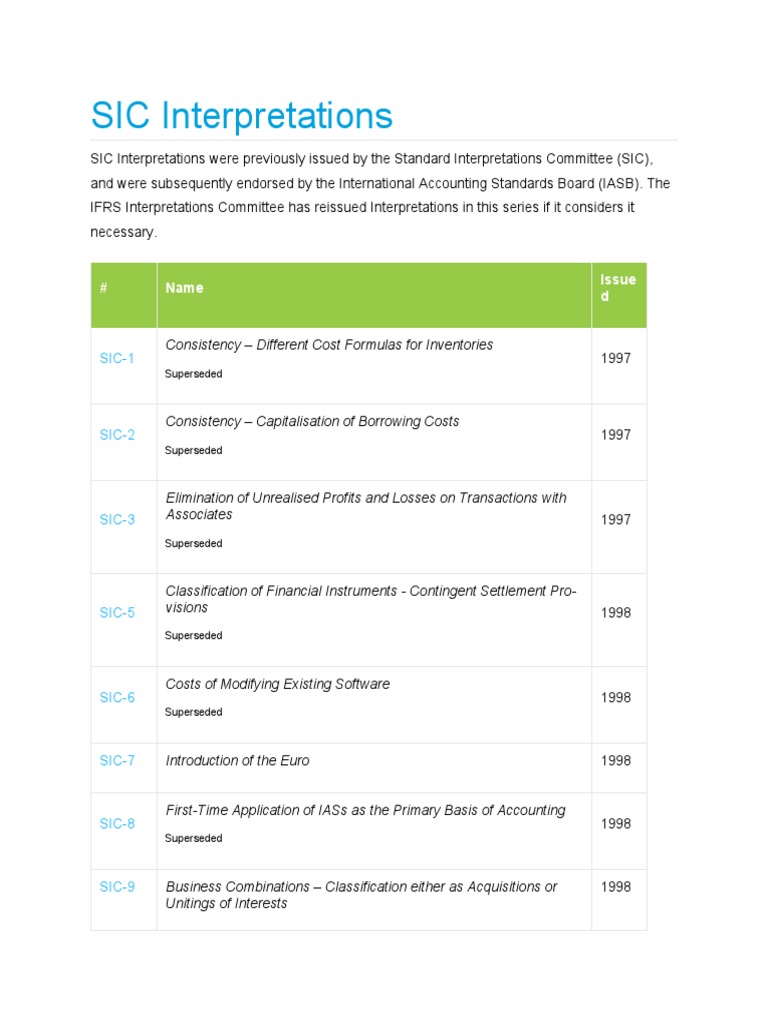 SIC Interpretations | PDF | International Financial Reporting Standards ...
