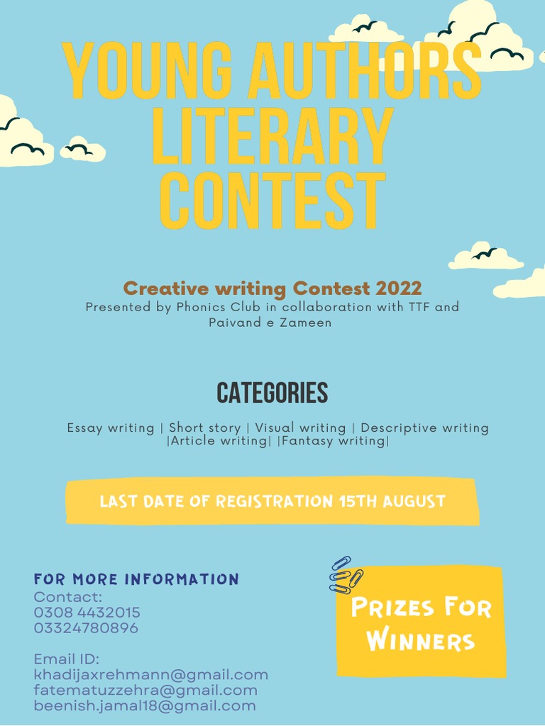 Young Authors Literary Contest Invite | PDF | Essays | Communication