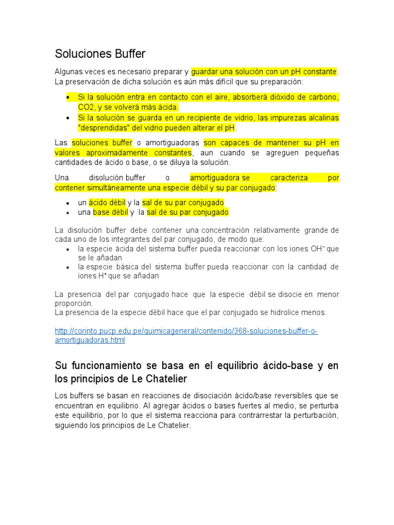 Soluciones Buffer | PDF | Solución tampón | Ph