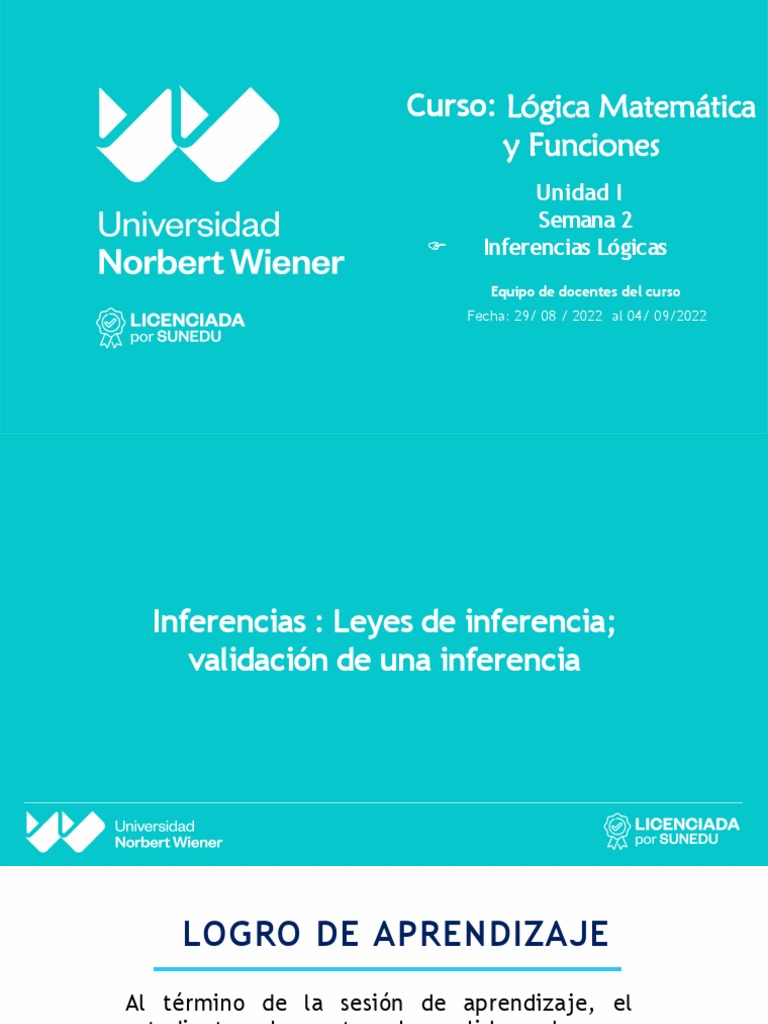 AC2N10 Unidad 1 - Semana 2 - 2022-1 | PDF | Lógica | Verdad lógica