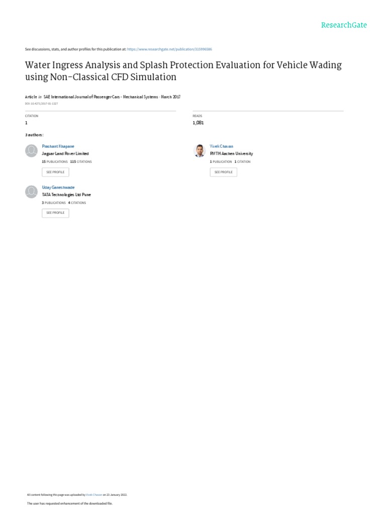 Water Ingress Analysis and Splash Protection Evaluation For Vehicle ...