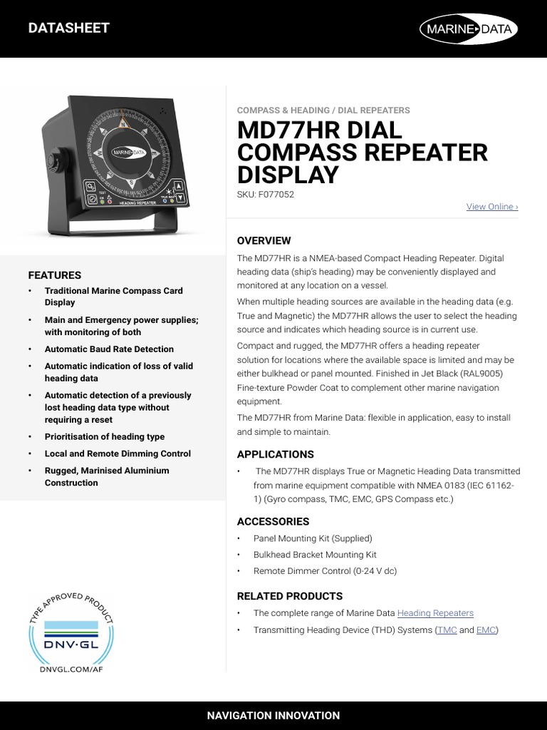 Md77Hr Dial Compass Repeater Display: Datasheet | PDF | Compass ...