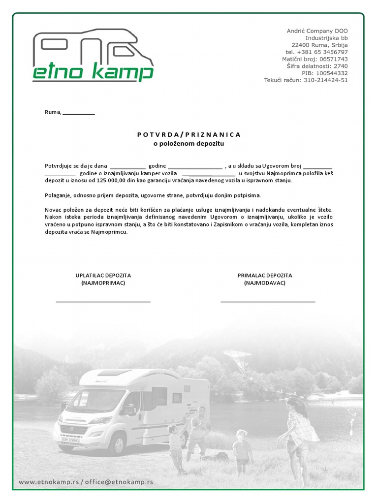CAMP..4. Priznanica o Položenom Depozitu | PDF