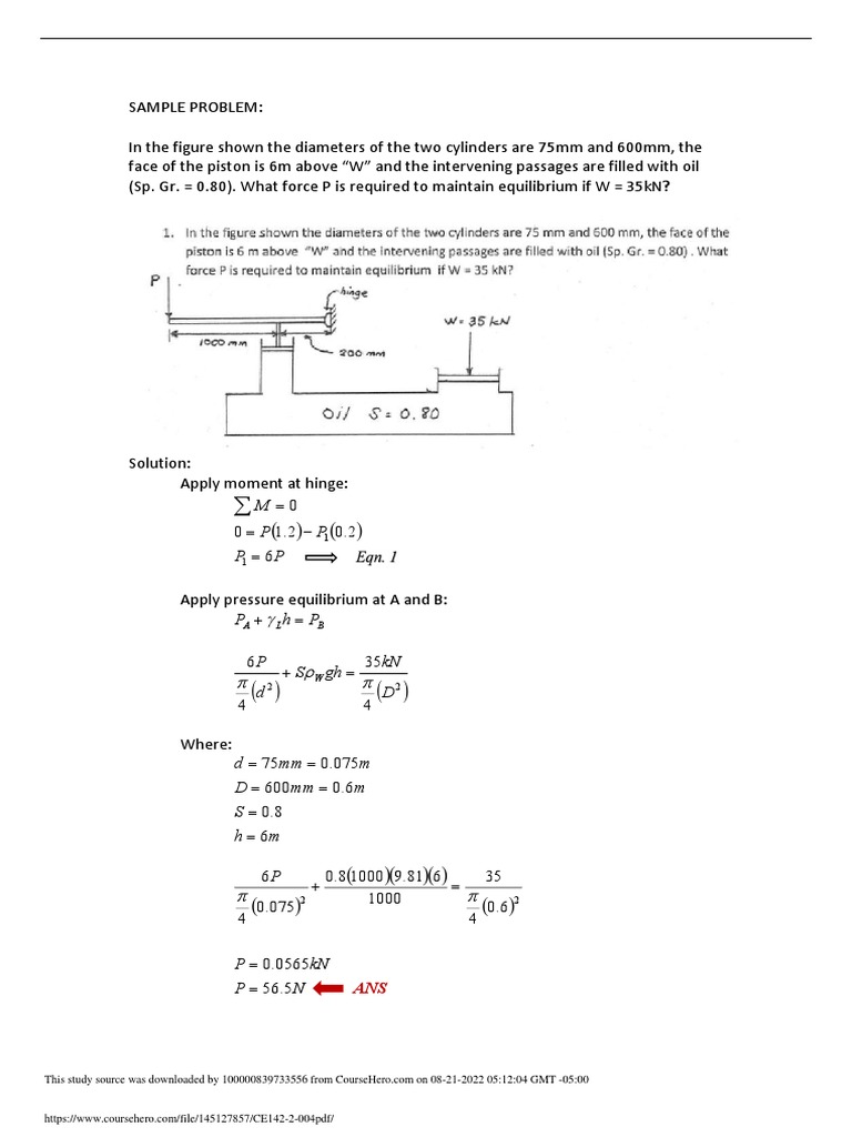 CE142 Classwork 1 B PDF | PDF | Mechanical Engineering | Engines