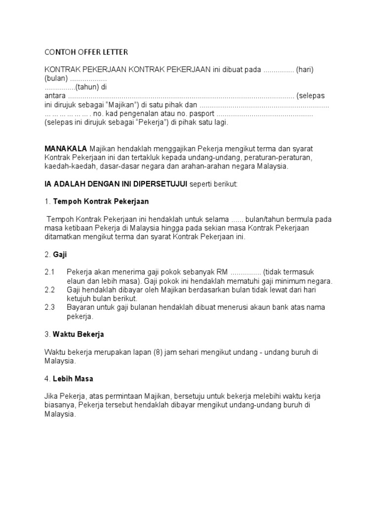 Contoh Offer Letter | PDF