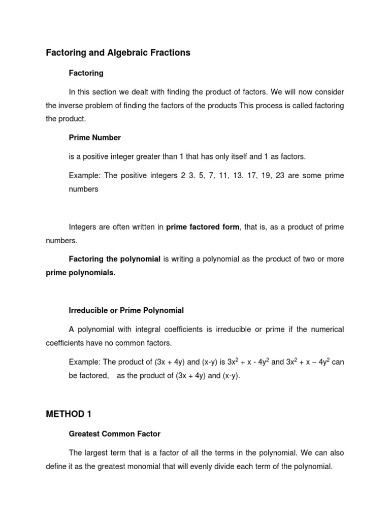 Module 2_Factoring | PDF | Factorization | Polynomial