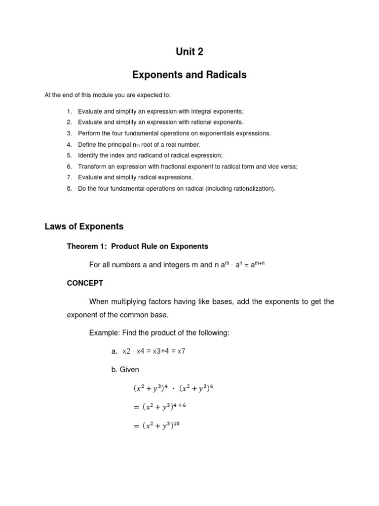 Module 4 - Radicals To Equations | Download Free PDF | Function (Mathematics) | Exponentiation