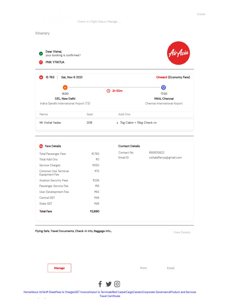 AirAsia India - Flight Schedule Confirmation1 | PDF | Transport | Aviation