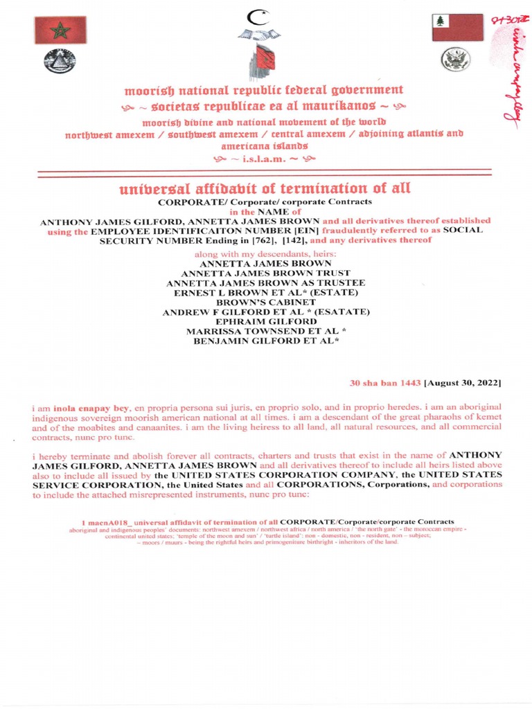 TERMINATION OF ALL CORPORATE CONTRACTS Inola Enapay Bey Ex Relatione ...