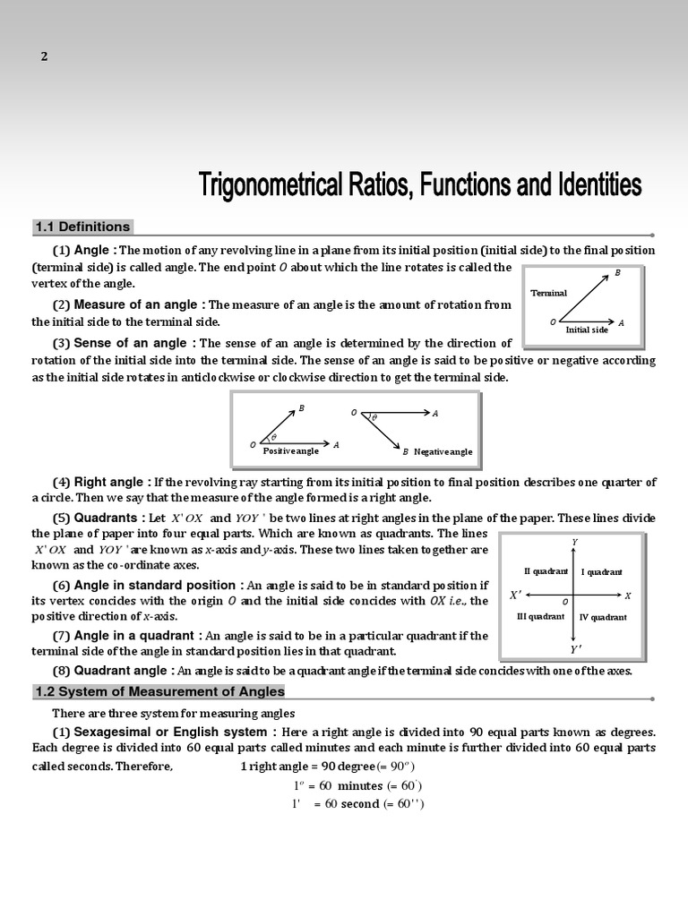 Trigonometical Ratio Pdf Trigonometric Functions Angle