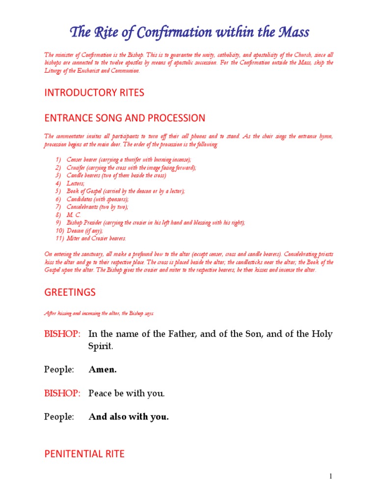 Elj The Rite of Confimation 1 | PDF | Mass (Liturgy) | Confirmation
