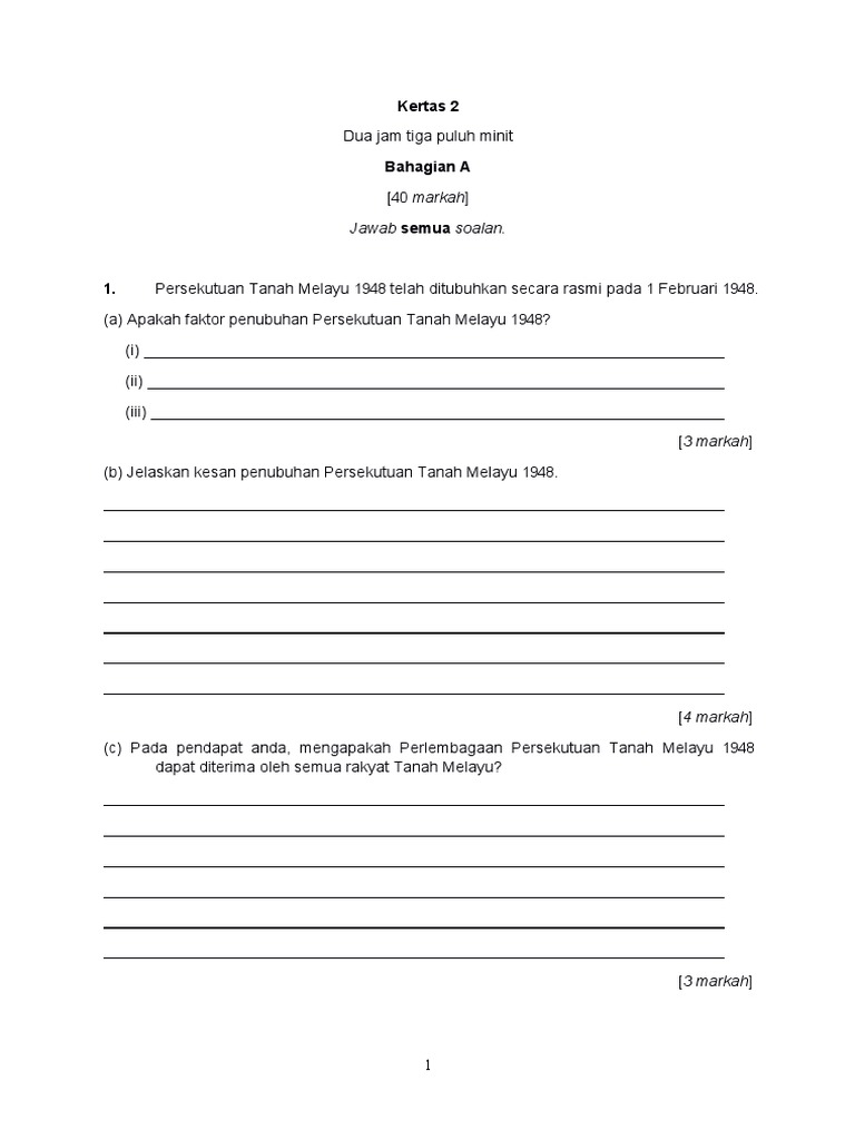 Kertas 2: Jawab Semua Soalan | PDF