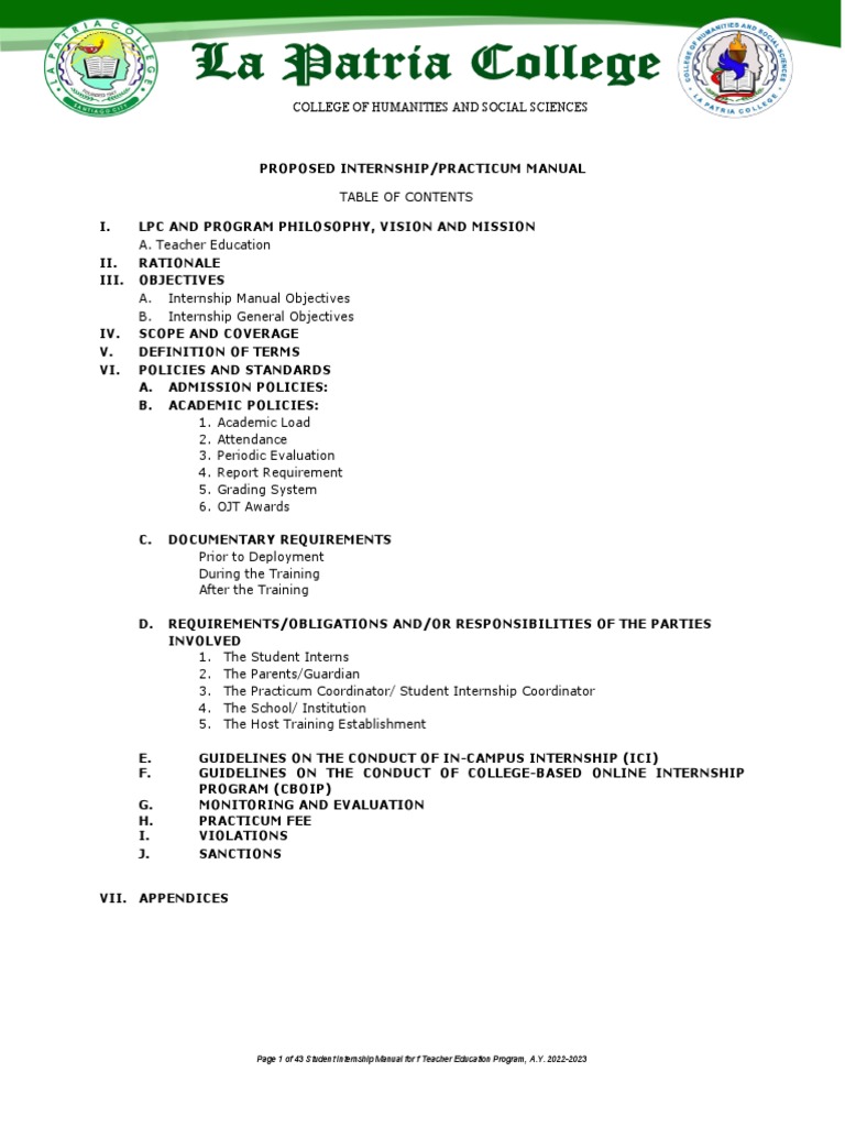 Proposed Sip Manual | PDF | Teachers | Internship