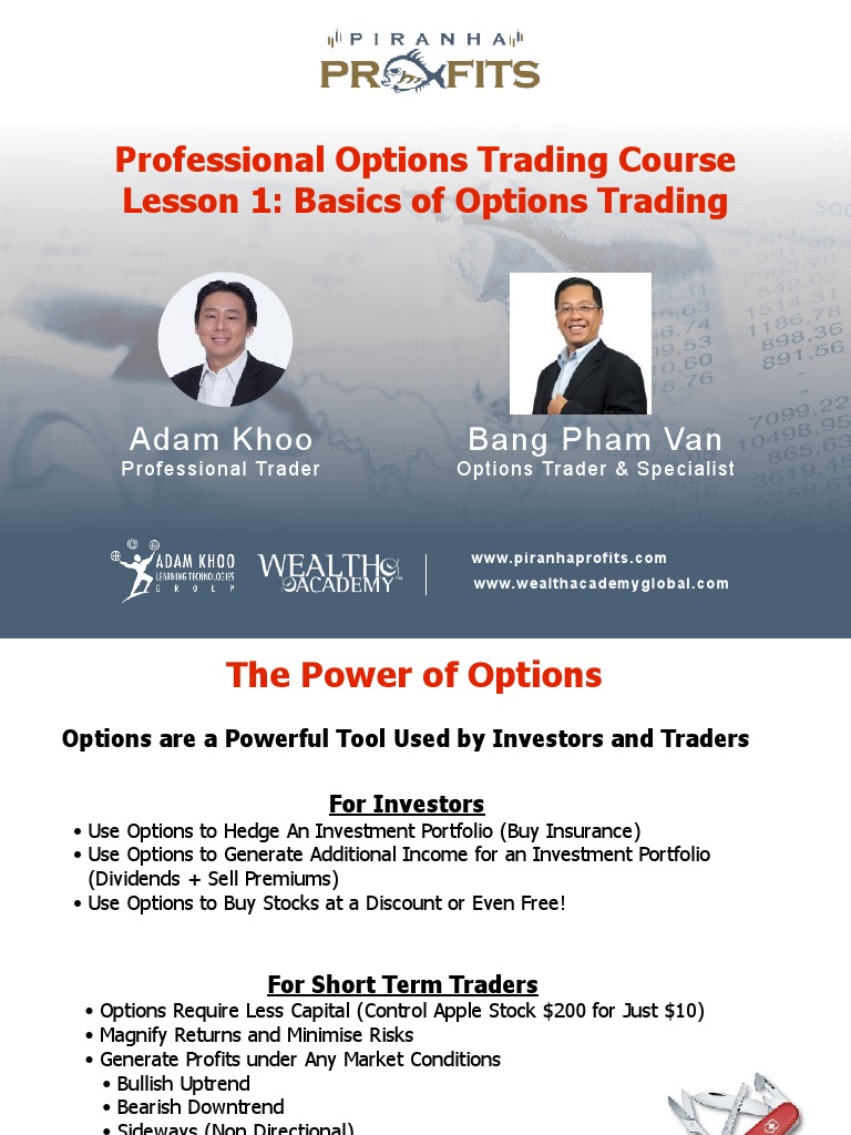 Lesson 1 Introduction To Options | PDF | Greeks (Finance) | Put Option